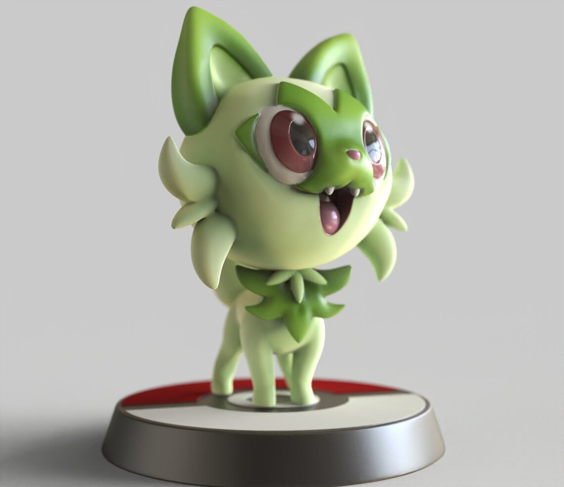 Sprigatito Pokemon Statue Figure Hand Painted 3D Printed Nintendo ...