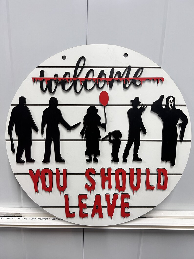Horror Welcome Sign 3D Welcome You Should Leave Door - Etsy