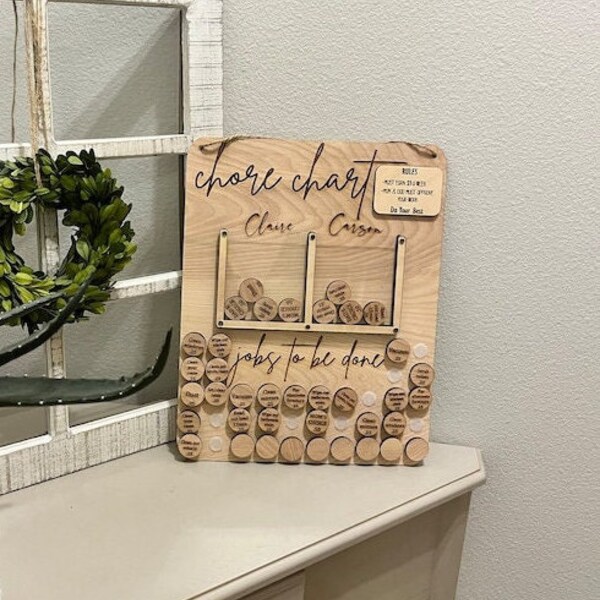 Wooden Kids Chore Chart - Etsy