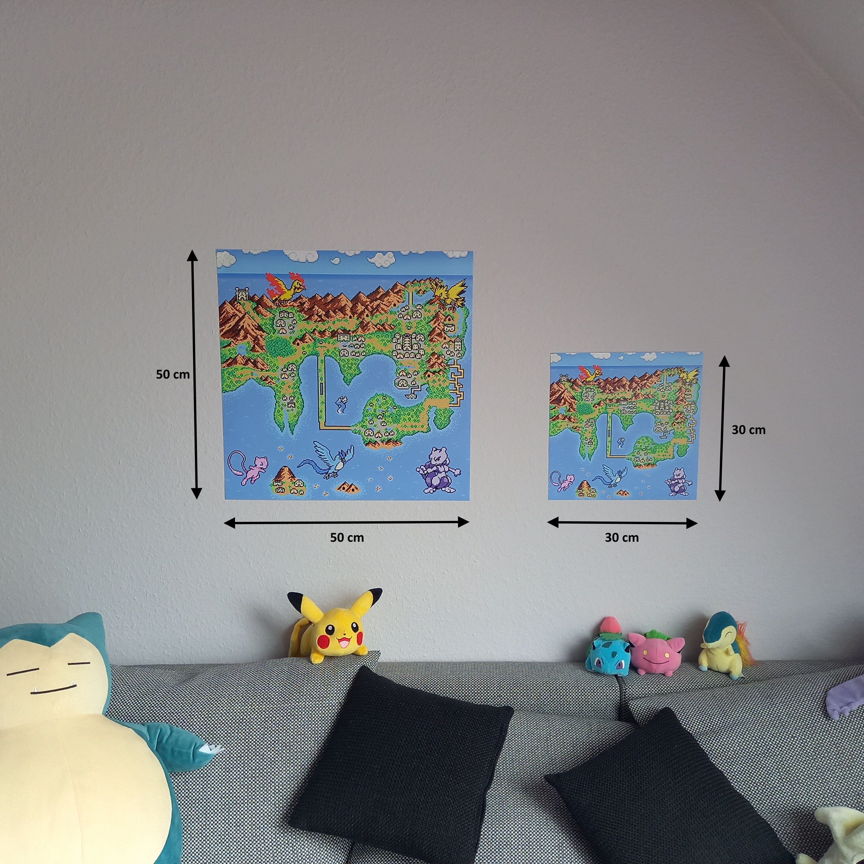 Poster Pokemon Kanto Map Print Pixelart Wall Art Decoration Mew Mewtwo ...