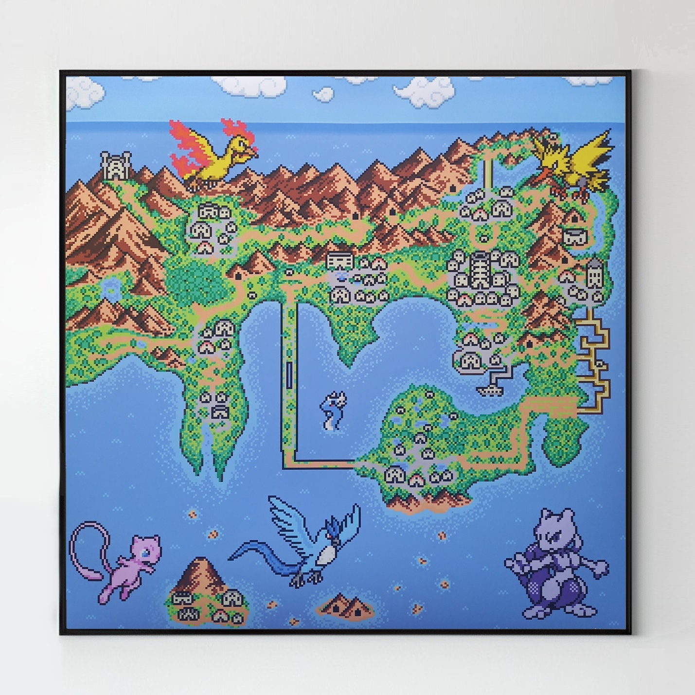 Póster Pokemon Kanto Mapa Pixel Art Arte de la pared - Etsy México
