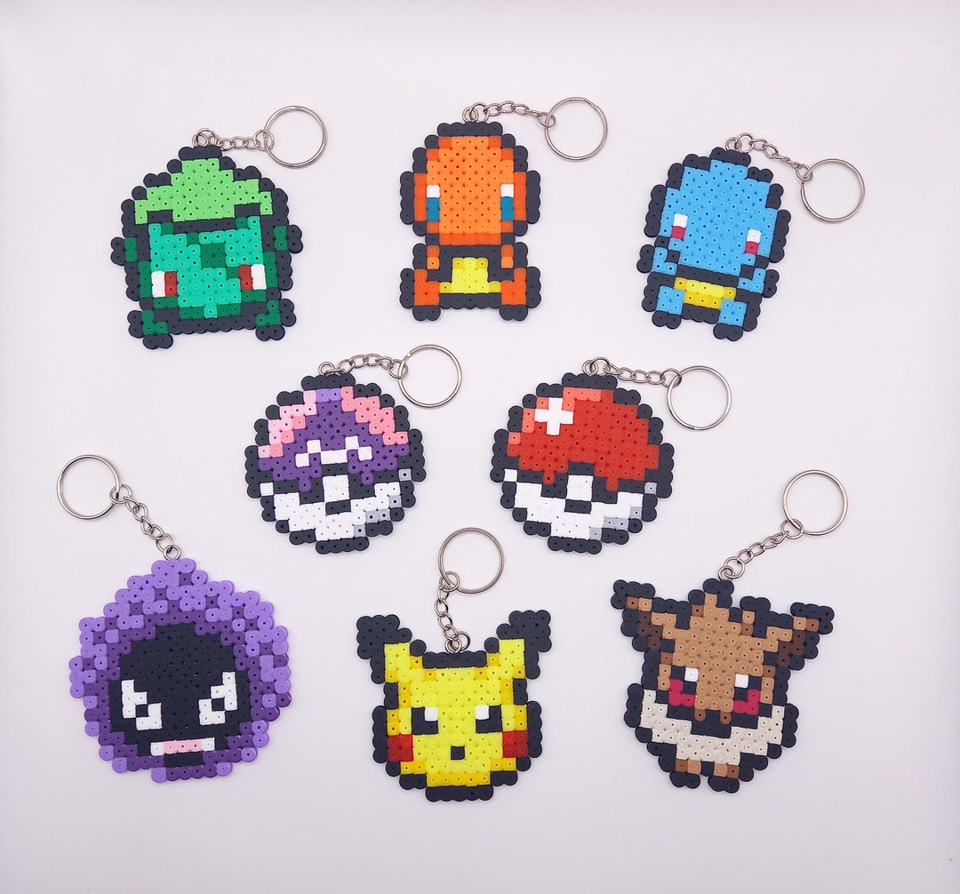 Keychain Made of Fuse Beads, Pikachu, Eevee, Bulbasaur, Charmander ...