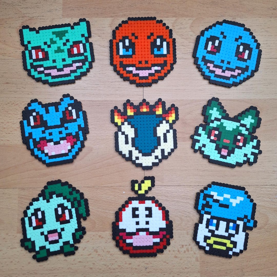 Starter Pokemon Coaster Made of Iron-on Beads, Charmander, Krookodile ...