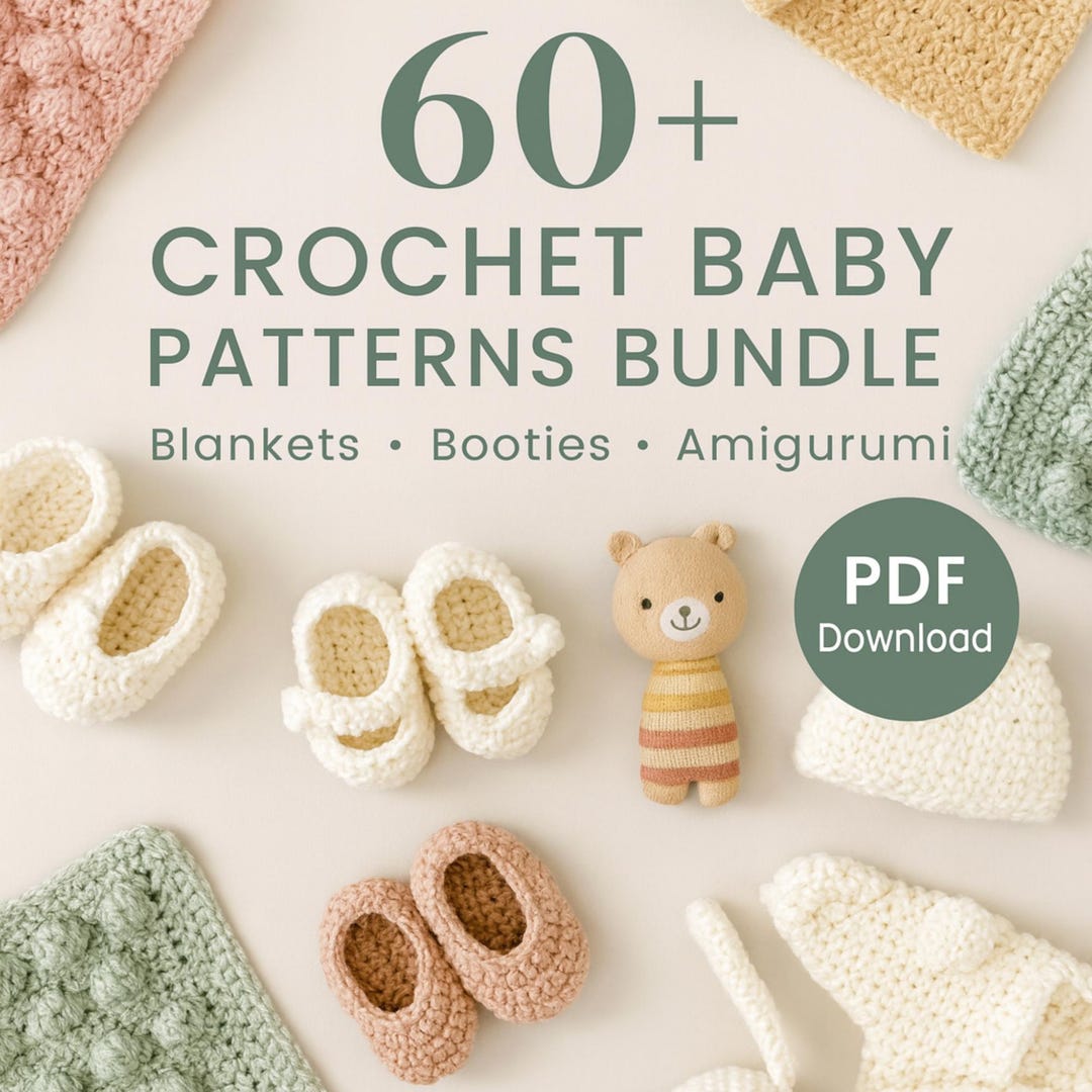 Crochet Baby Patterns Bundle: 60+ Blankets, Booties, Amigurumi (PDF ...