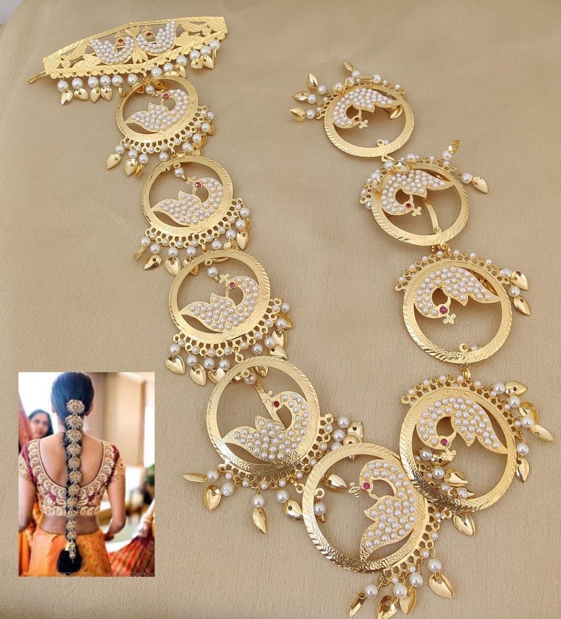 Handmade Punjabi Jadau Hair Accessories /one Gram Gold Hair Gutt / Gold ...