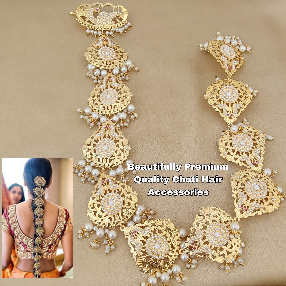 Handmade Punjabi Jadau Hair Accessories /one Gram Gold Hair Gutt / Gold ...