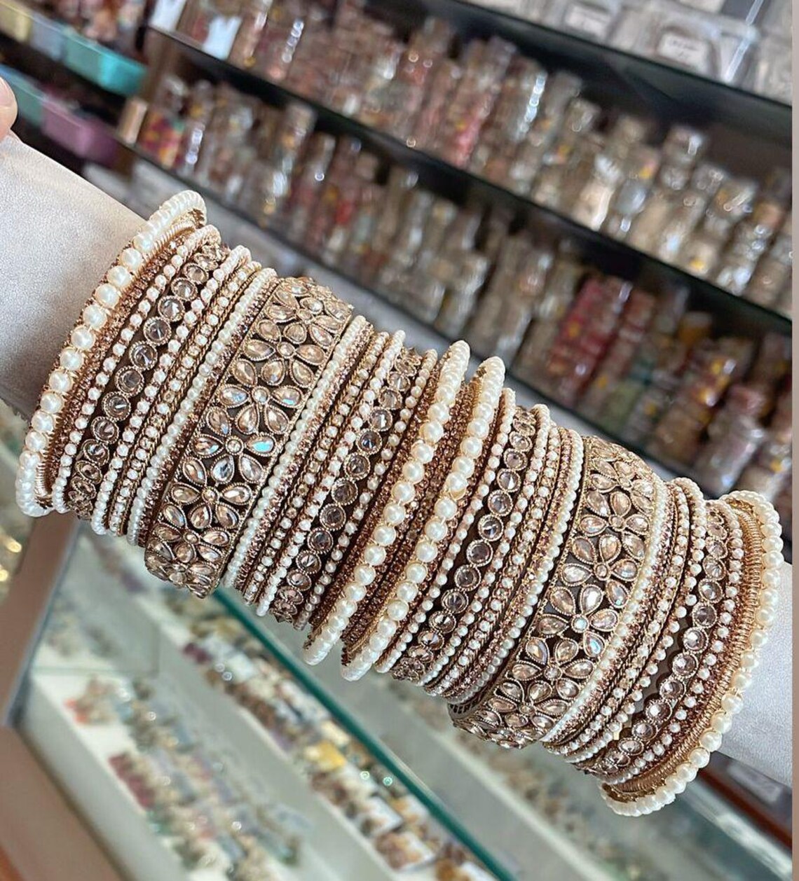Indian Punjabi Kundan Gold Polki Bangle Set| Wedding Bangles/pakistani ...