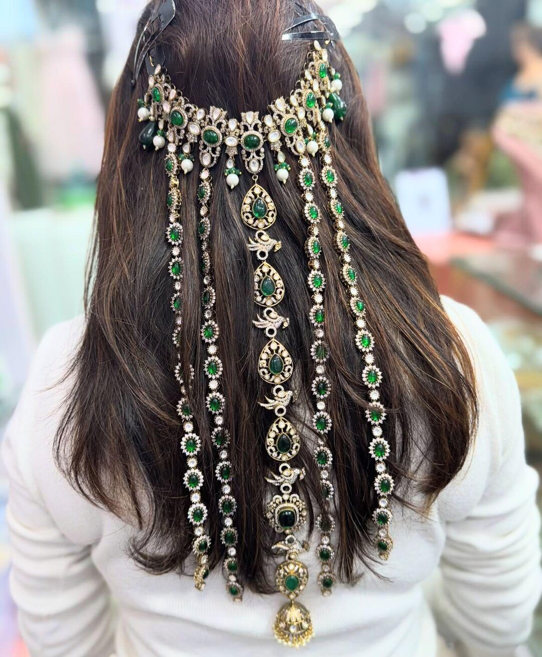 Handmade Indian Victorian Polki Hair Accessories / Kundan Gutt Hair ...