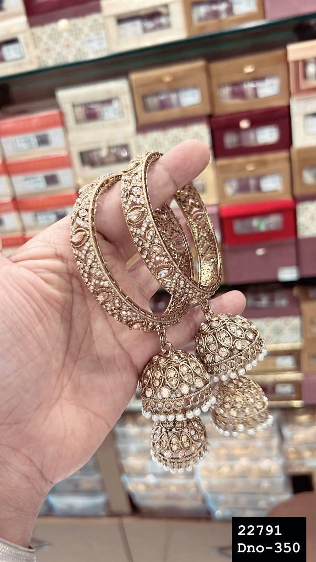 Indian Punjabi Kundan Antique Gold Polki Bangle Set| Wedding Bangles ...