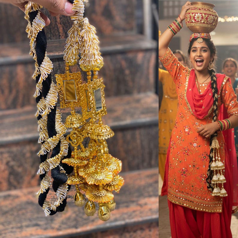 Punjabi Mirror Parandi / Paranda for Wedding / Mirror Parandi / Golden ...