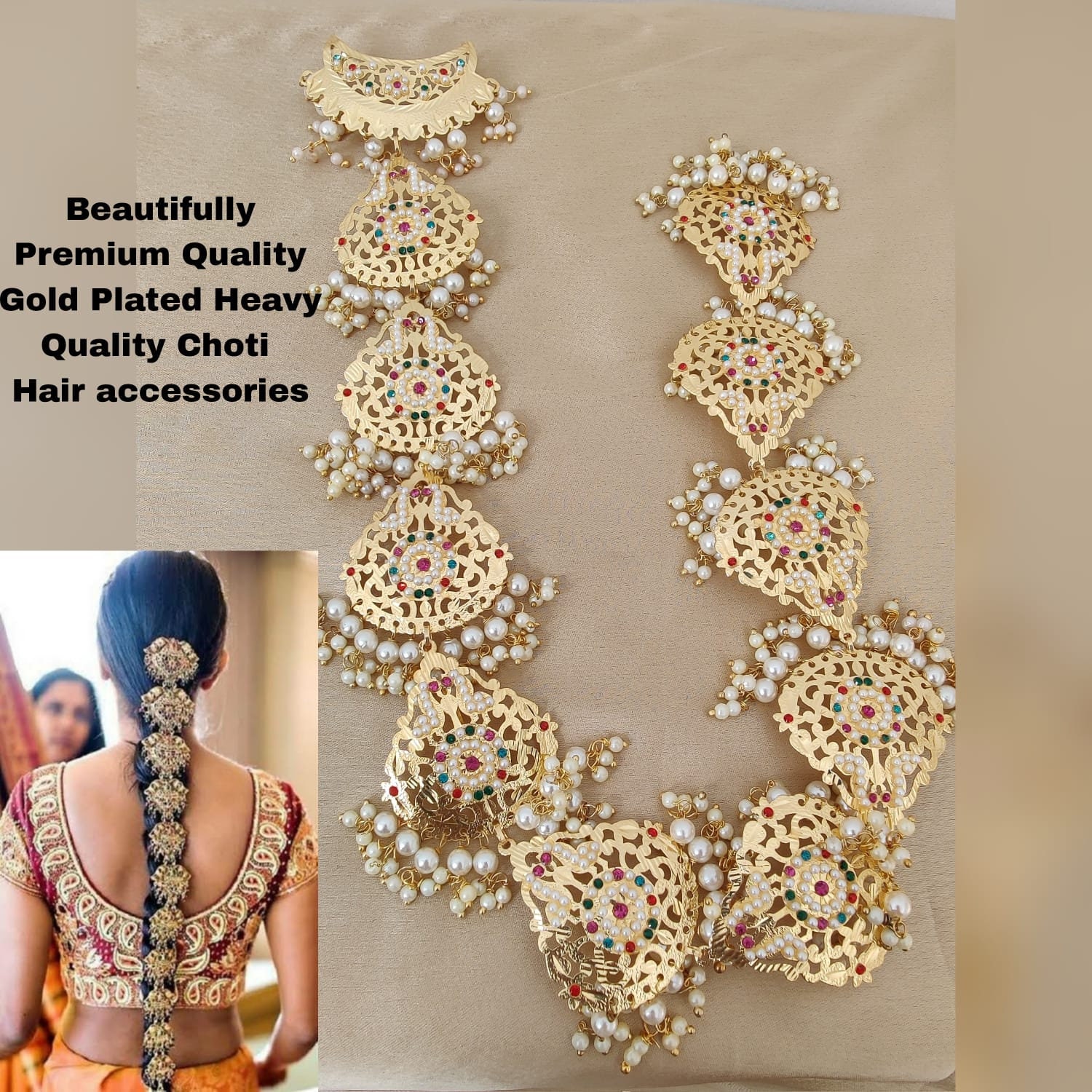 Handmade Punjabi Jadau Hair Accessories /one Gram Gold Hair Gutt / Gold ...