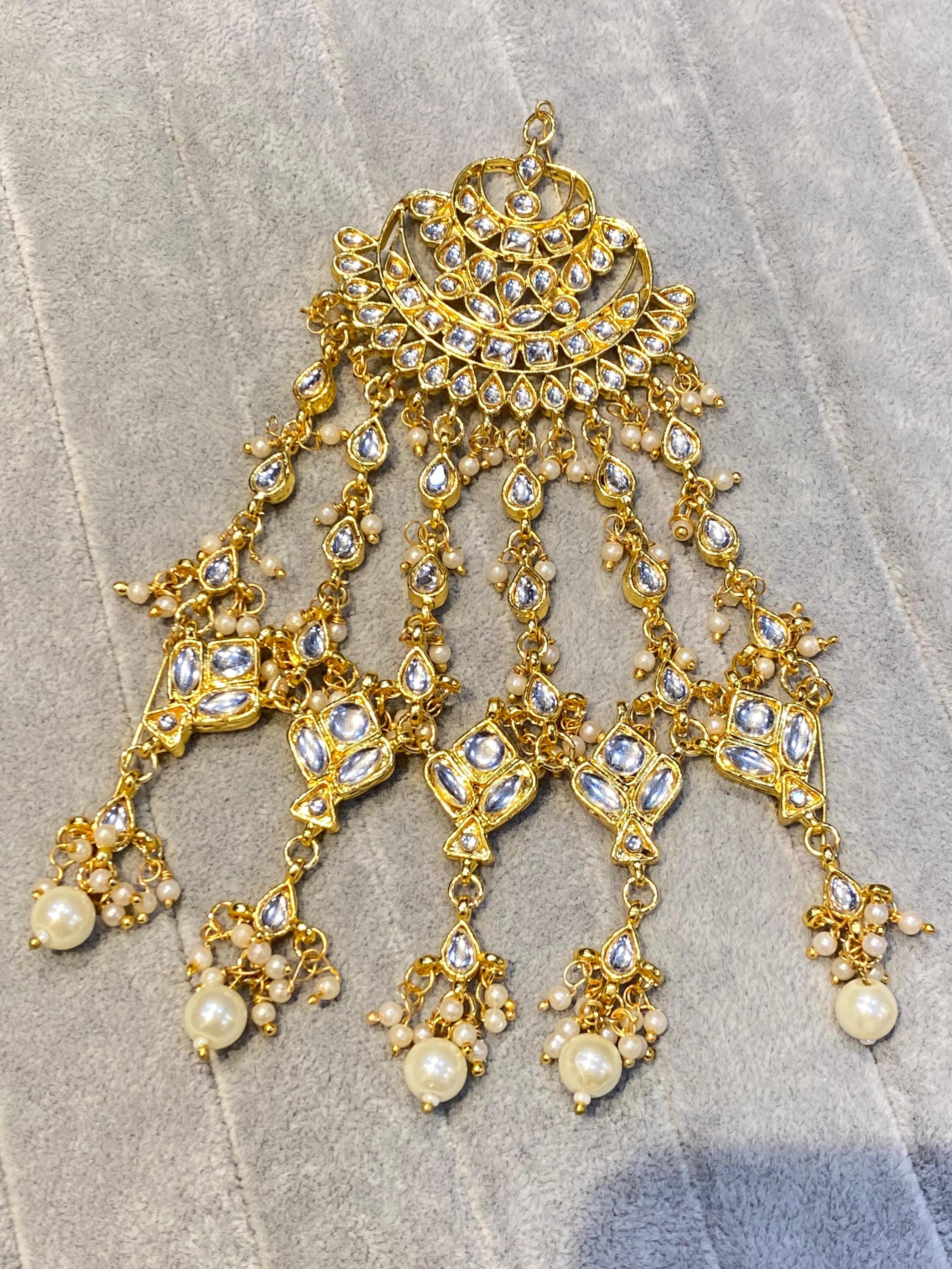 Indian Pakistani Sikh Wedding Kundan Gold Plated Jhumar for Women ...