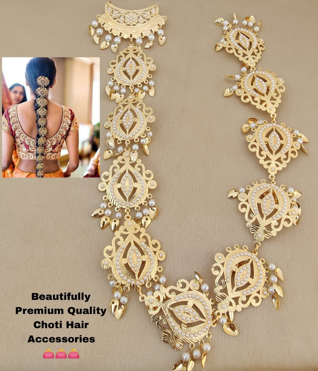 Handmade Punjabi Jadau Hair Accessories /one Gram Gold Hair Gutt / Gold ...