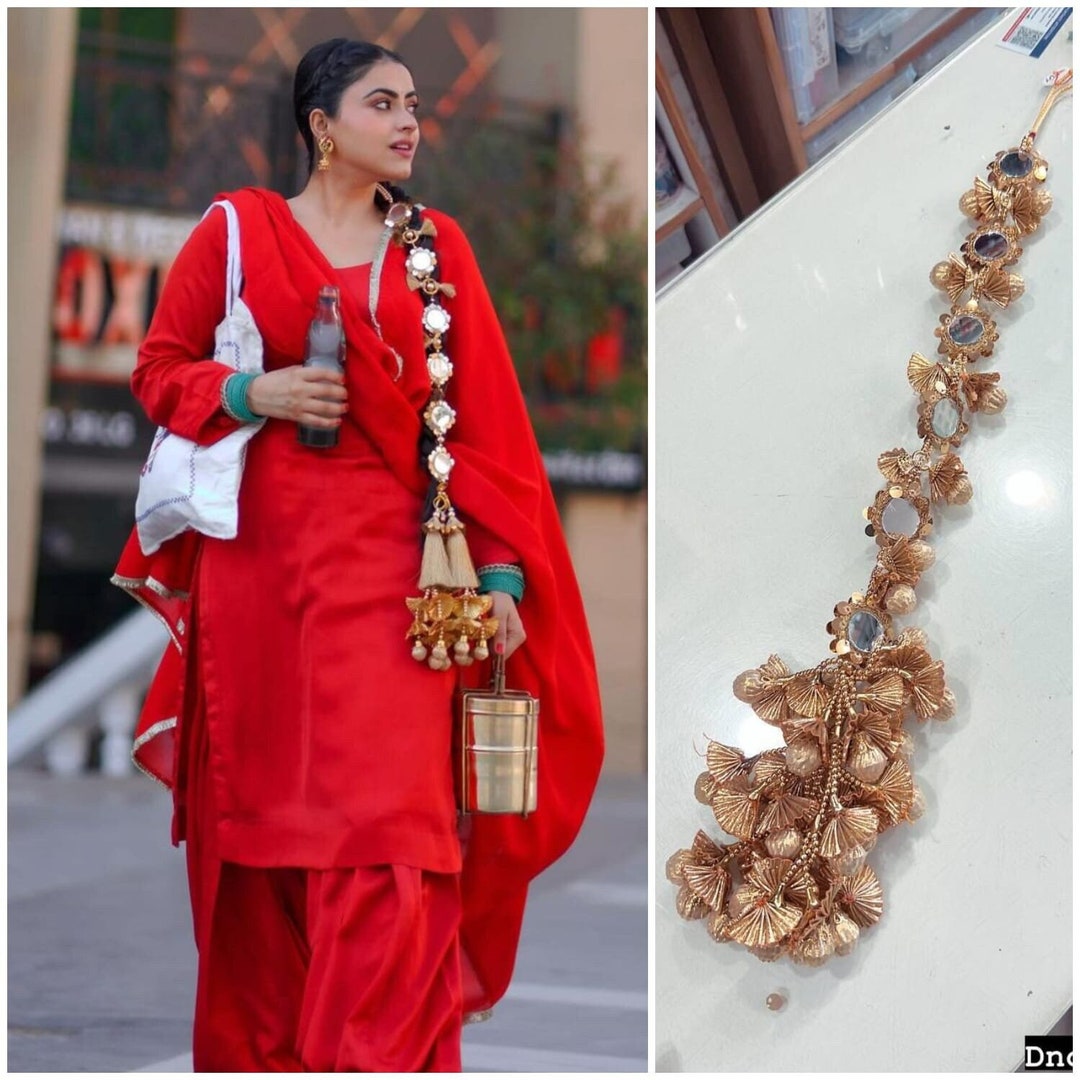 Punjabi Mirror Parandi / Paranda for Wedding / Mirror Parandi / Golden ...