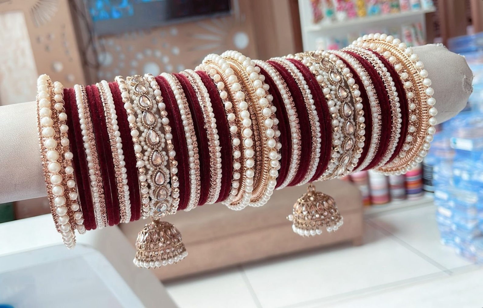 Indian Punjabi Gold Platedand Pearls Kundan Bangles / Indian Wedding ...