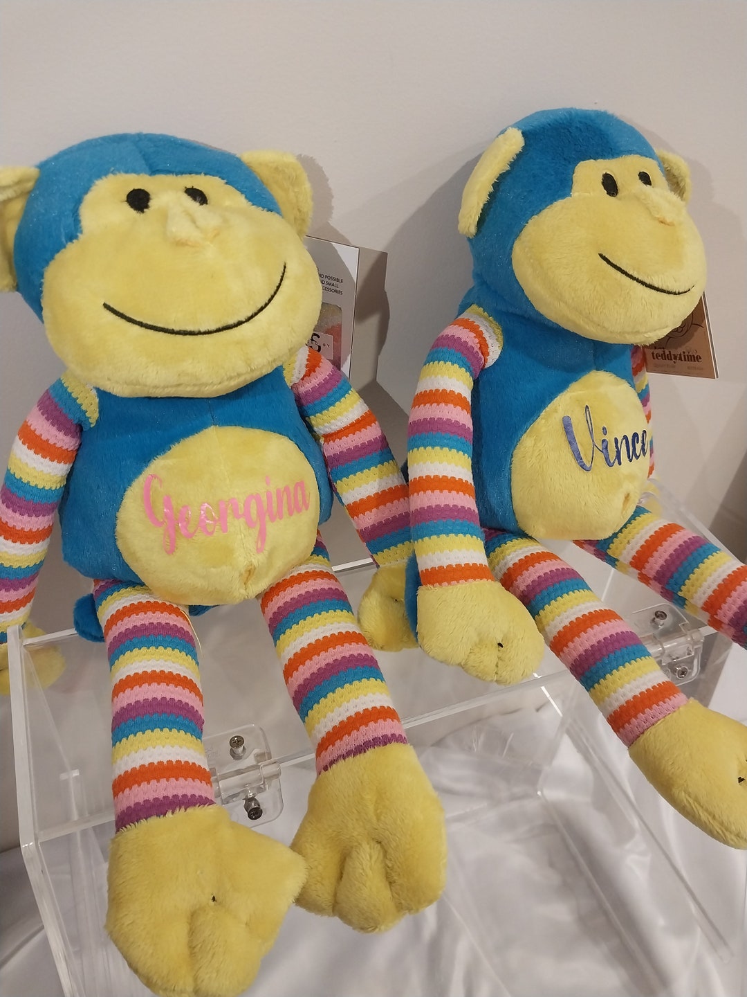Personalised Rainbow Sensory Monkey With Name of Choice - Etsy