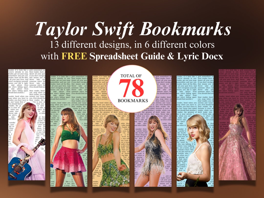 Taylor Swift Bookmarks DIGITAL Download 78 Printable Bookmarks PNG ...