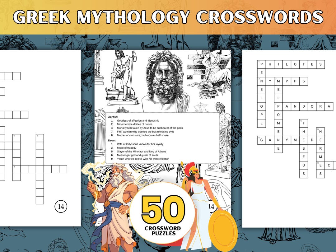 Greek Mythology Crossword Puzzles: 50 Ancient Greece Brain Games (PDF ...