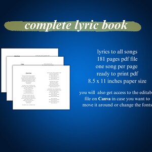 Lana Del Rey Lyric Book Song Lyrics for All Songs 181 Pages PDF Instant ...
