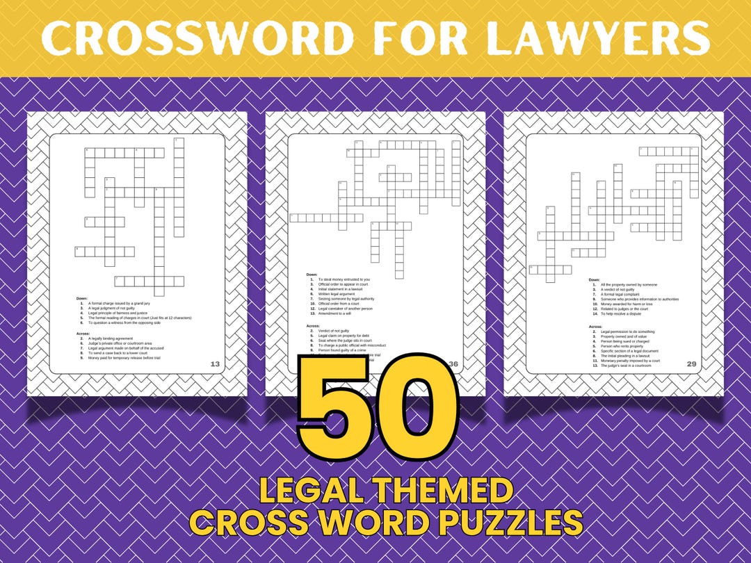 Legal Crossword Puzzles for Lawyers: 50 Law-themed Games (PDF Download ...