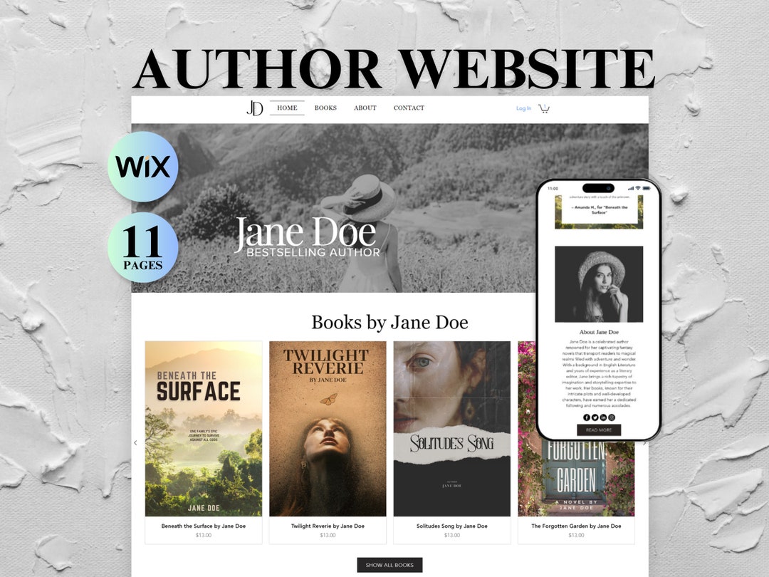 WIX Author Website Template | Minimalist Website Design for Authors ...