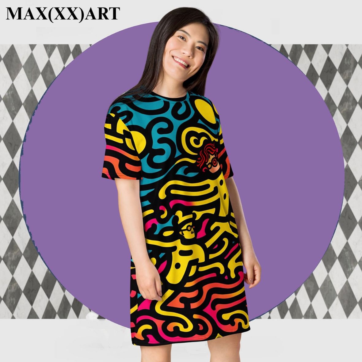 Estilo Keith Pop Art: vestido tipo camiseta Dancing in Entanglement con ...