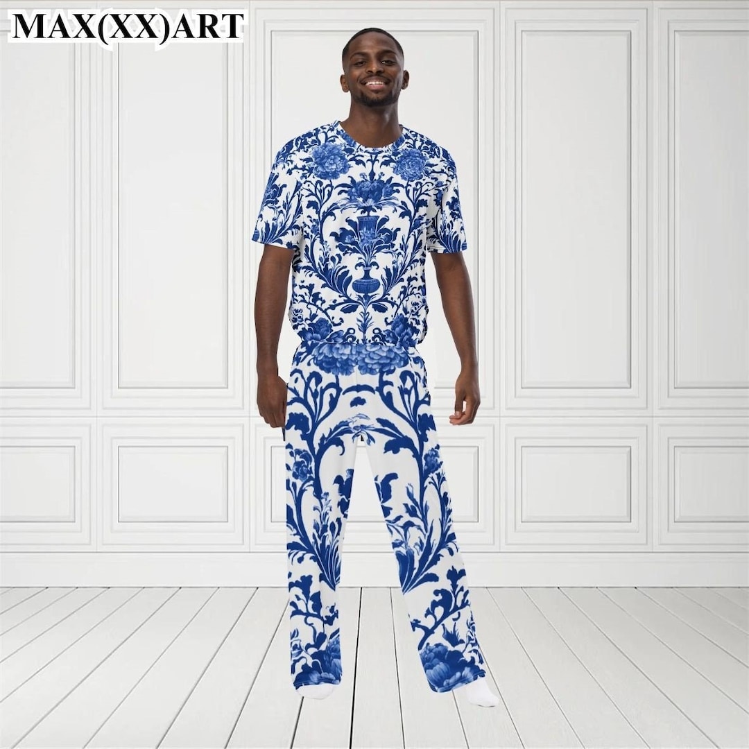 Custom Men Set Delft's Blue Neo Traditional Dutch White Blue Chinese ...