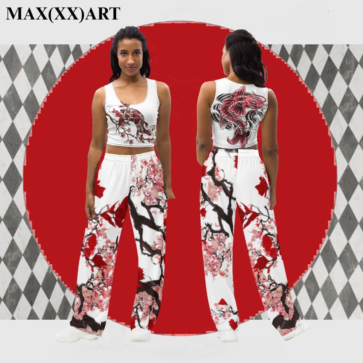 Traditional Japanese Art Full Set Sleeveless Crop Top Wide - Etsy