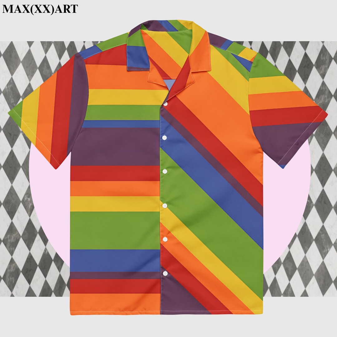 Personalize Recycled Unisex Rainbow Pride Button-down Shirt All-over ...