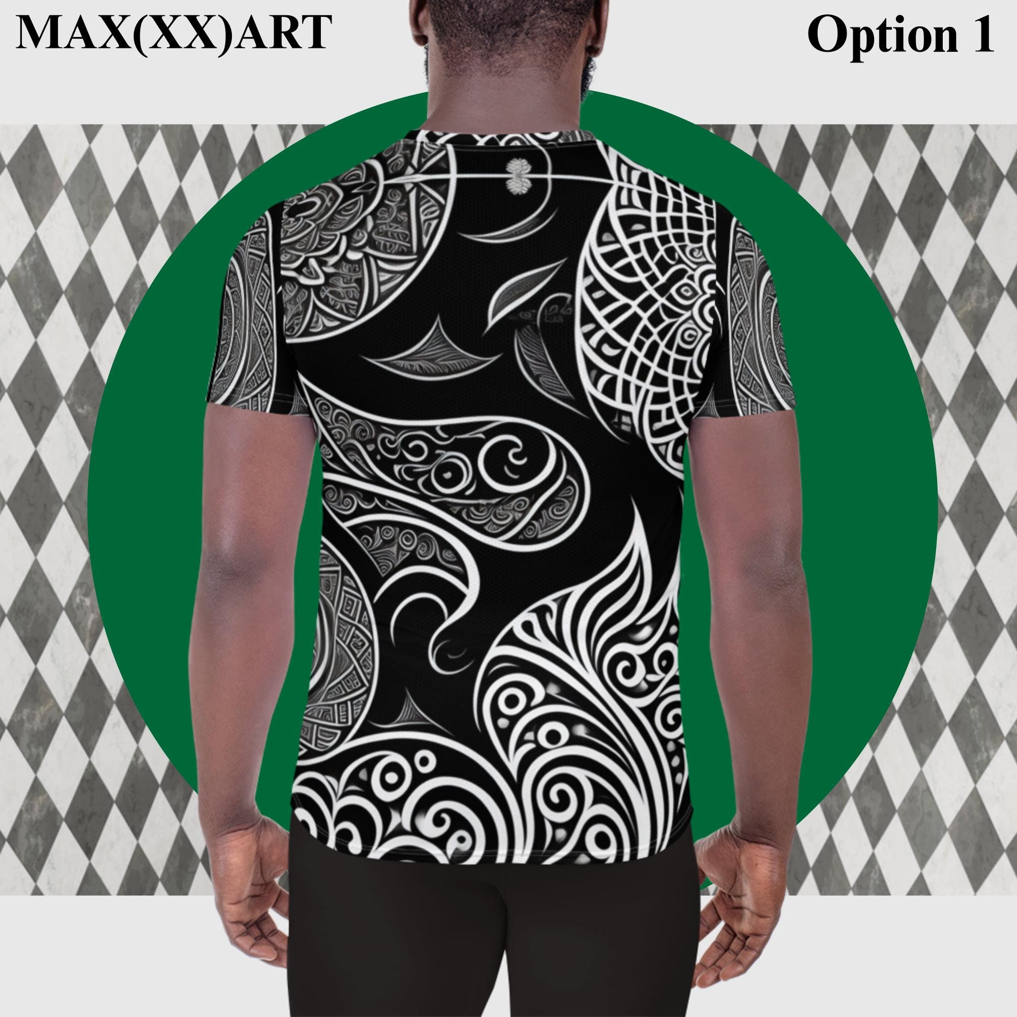 2 Versions, Men's Athletic T-shirt, Maori Abstract Art Design, Tribal ...