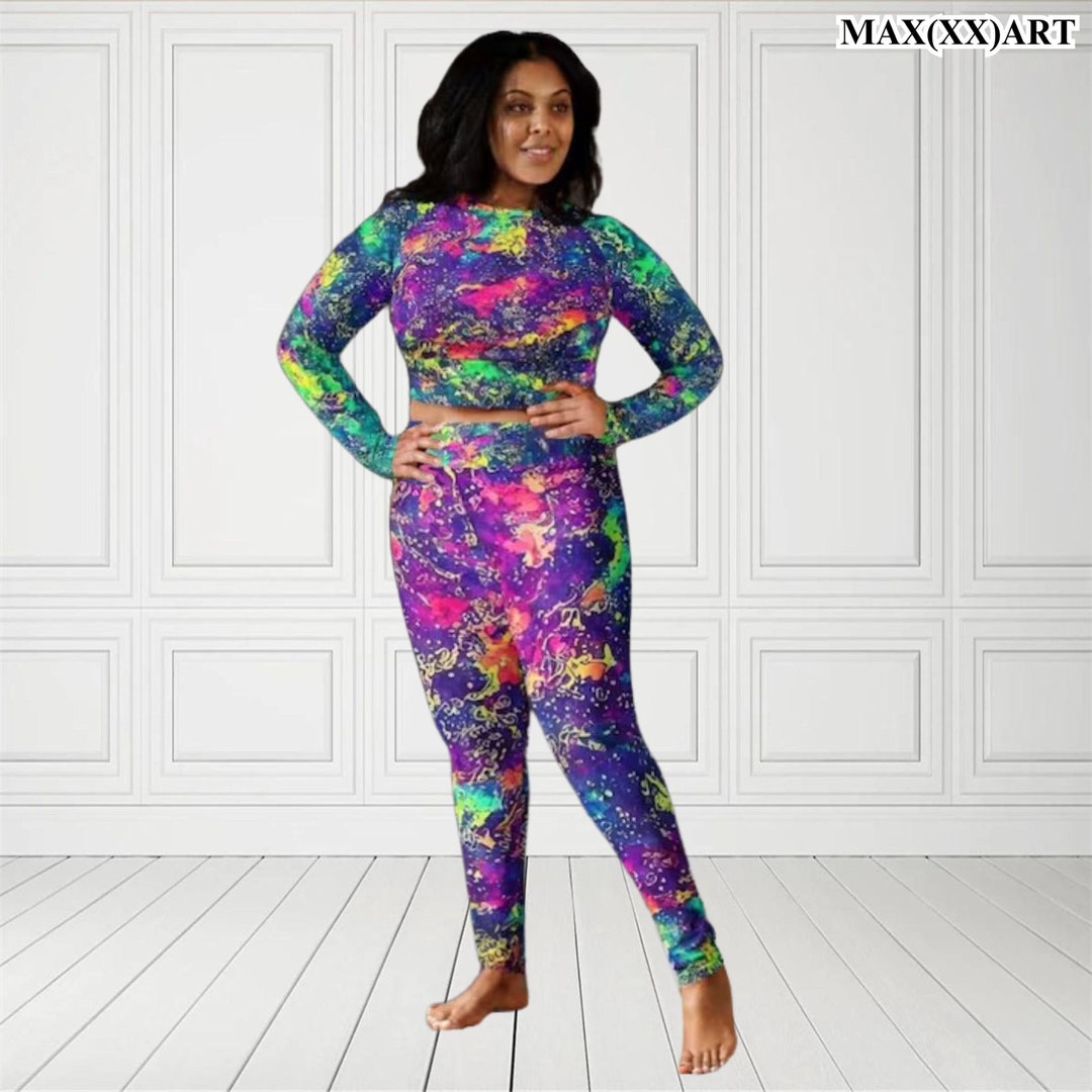 Interstellar Crop Leggings Set | Cosmic Galaxy Print | Versatile ...