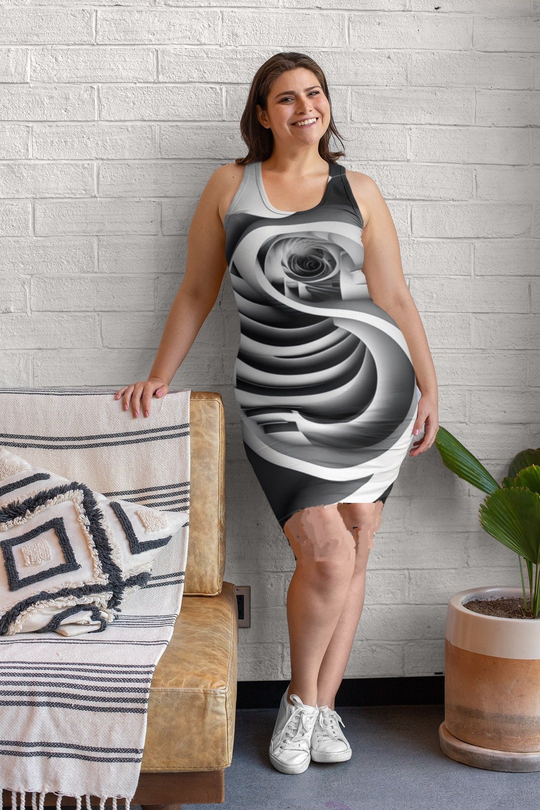 Eshr-inspired Fitted Dress, Halloween, 3D Sphere Staircase Racerback ...