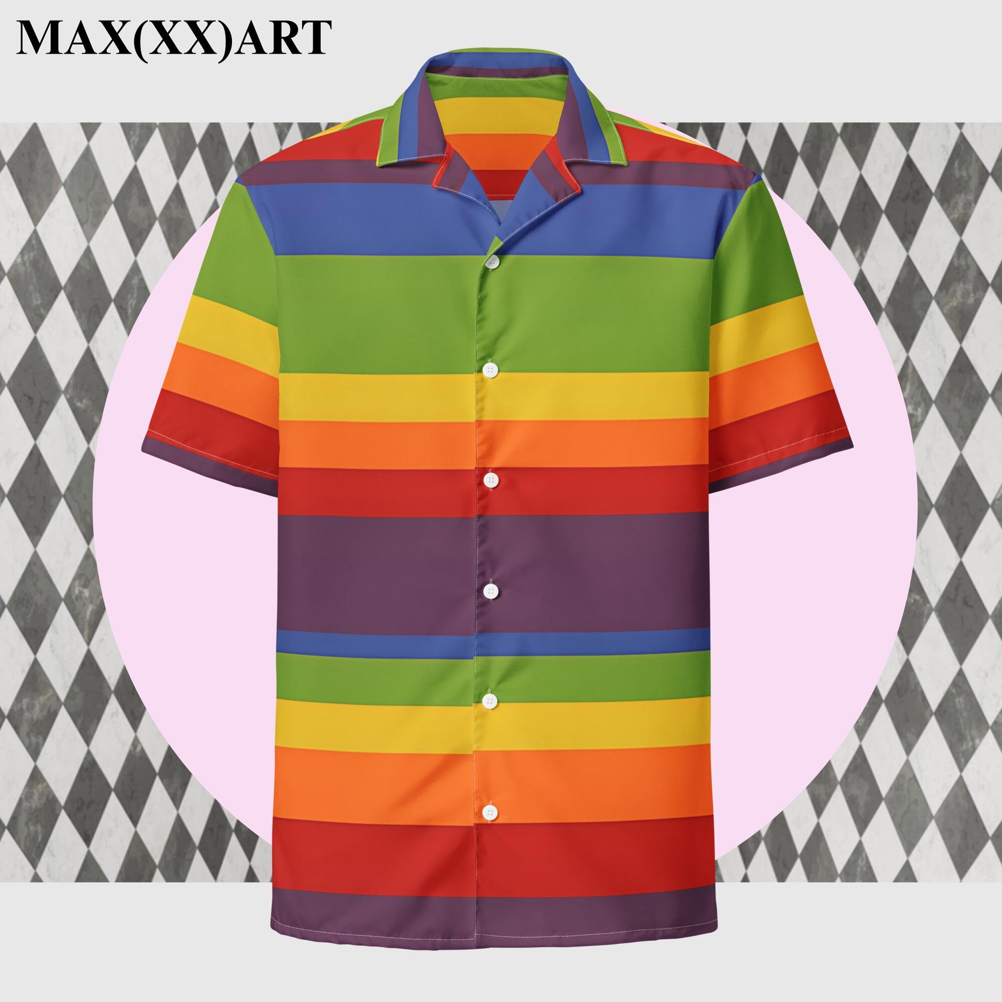 Personalize Recycled Unisex Rainbow Pride Button-down Shirt All-over ...