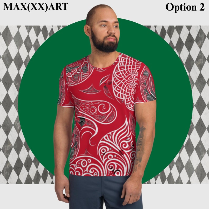 2 Versions, Men's Athletic T-shirt, Maori Abstract Art Design, Tribal ...
