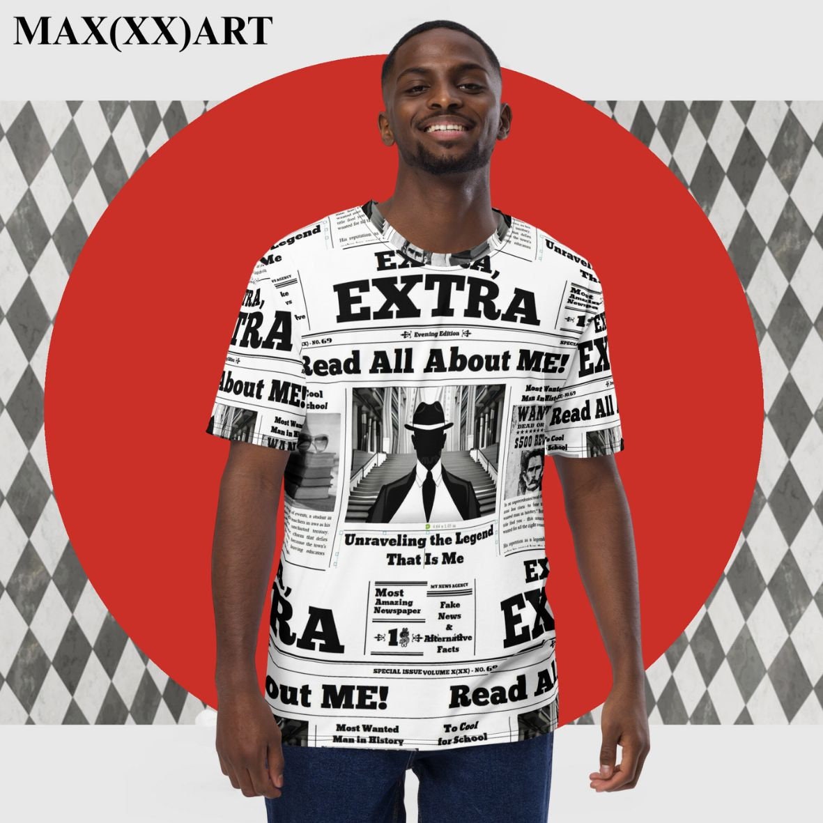 Customizable, Newspaper Headline Print T-shirt. Black & White All Over ...