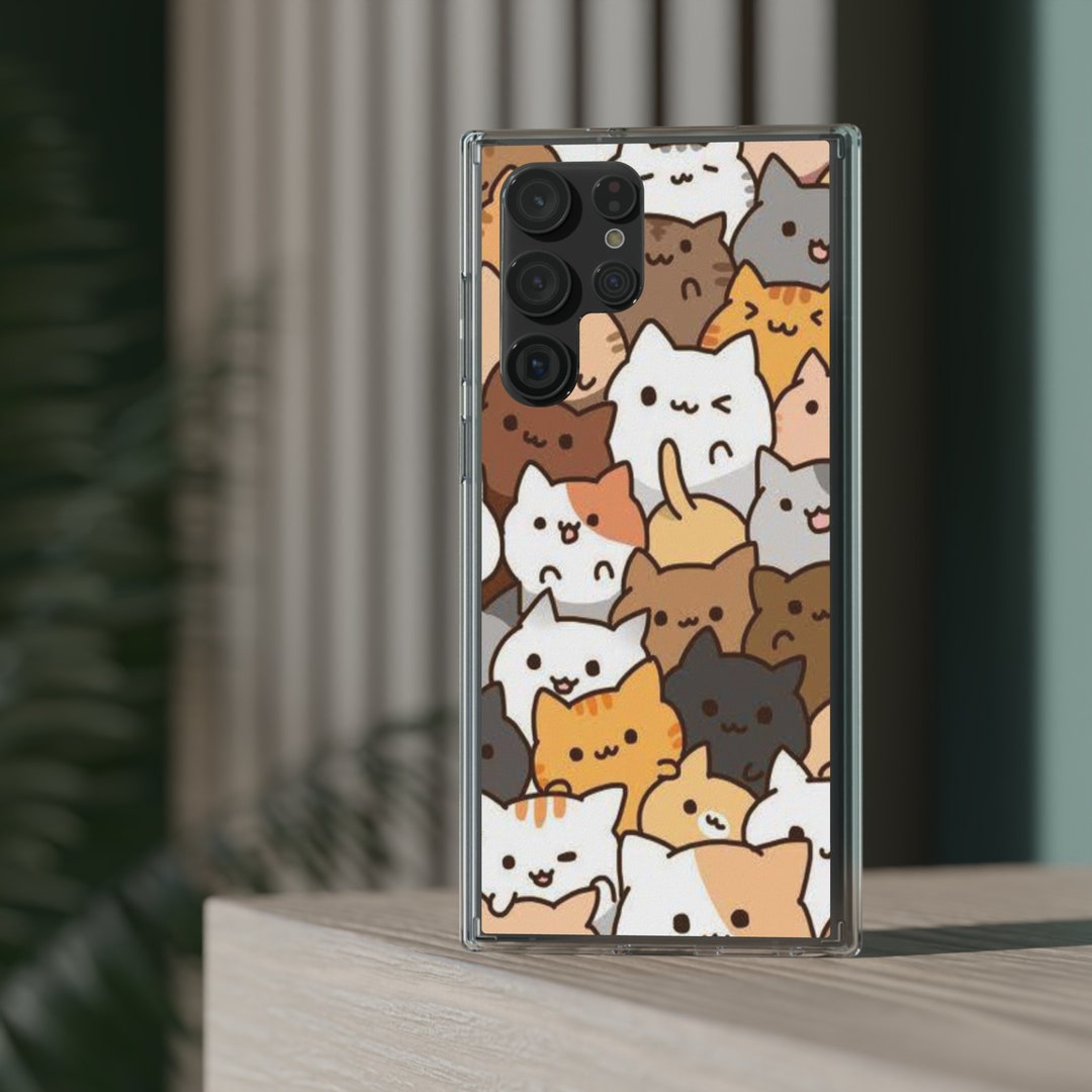 Japanese Cute Cartoon Cat Anime Phone Case Cover for Samsung Galaxy S24 ...