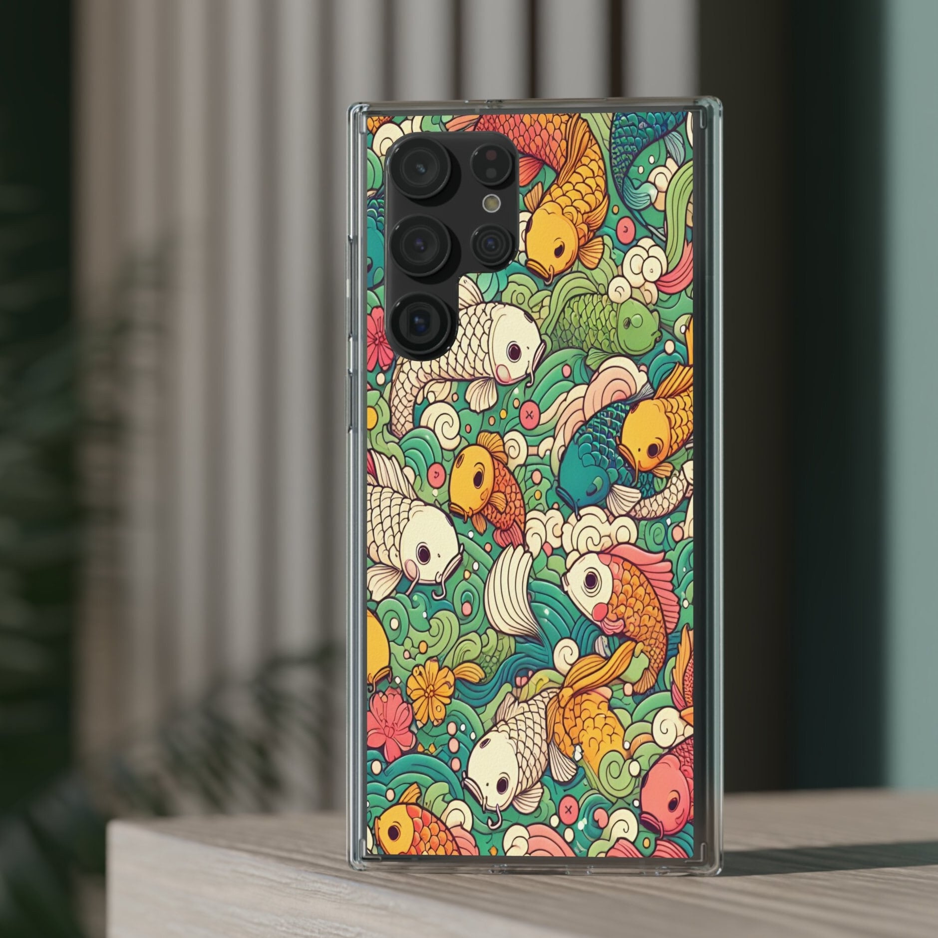 Lucky Japanese Koi Fish Doodle Art Phone Case Cover for Samsung Galaxy ...