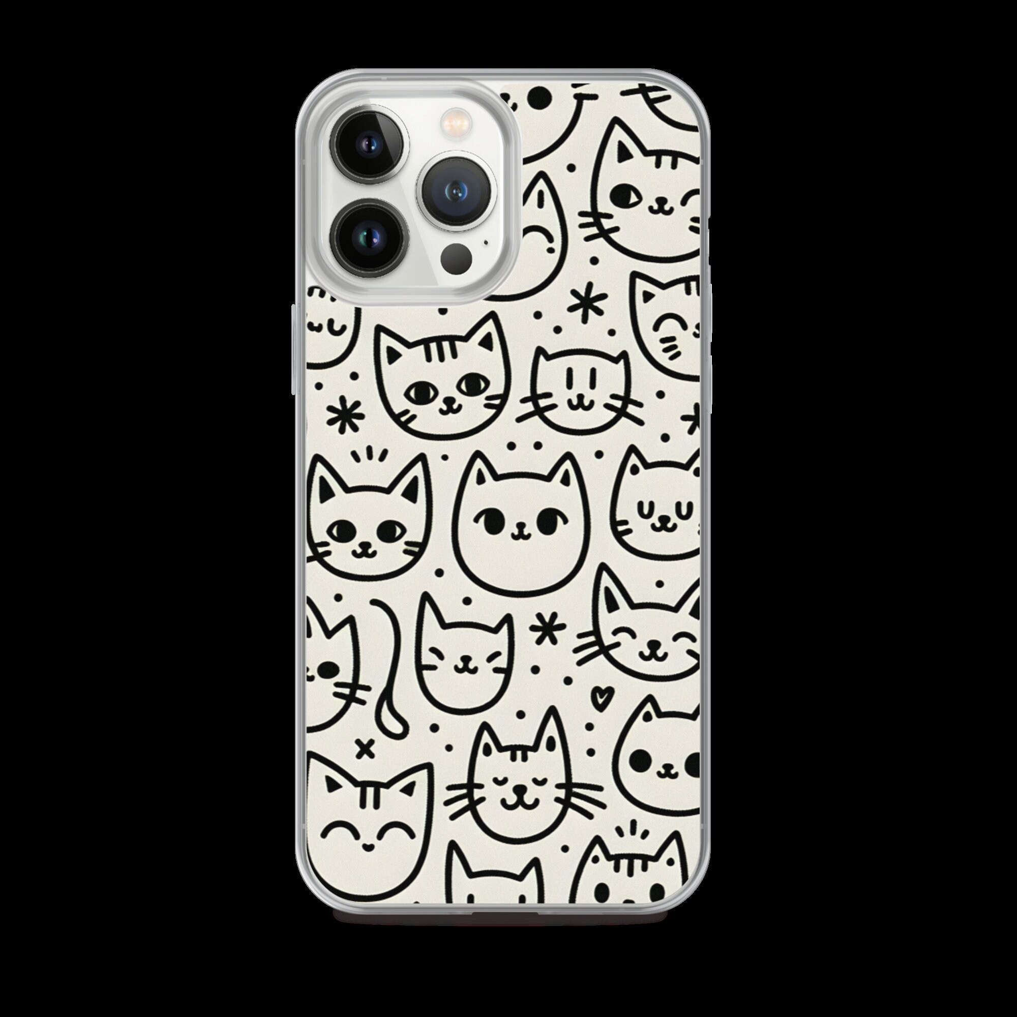 Cute Kawaii Cats Kitten Line Art Phone Case Cover for iPhone 15 14 13 ...