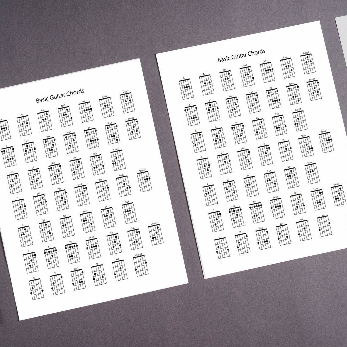 Guitar Chord Charts, Download and Print, Standard U.S. Letter Size, Six ...