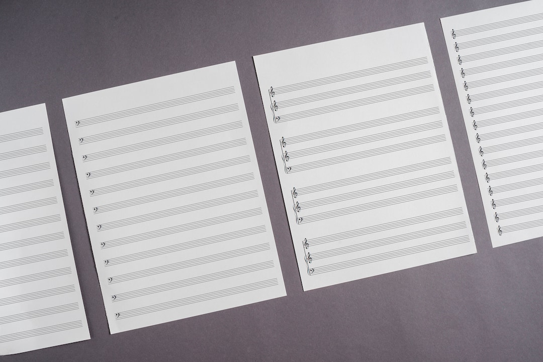 Printable Blank Music Sheet, A4/letter Size, 30 Templates, Treble, Bass ...