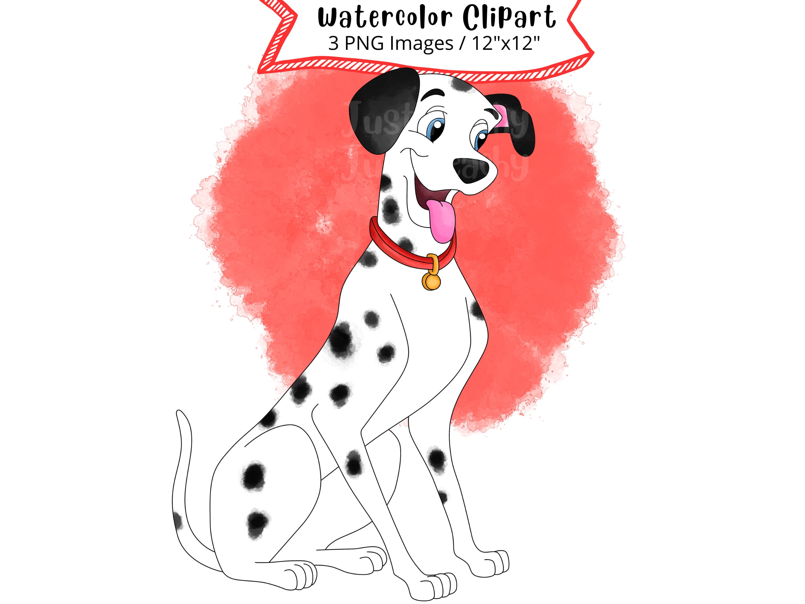101 Dalmatians Hand Drawn Watercolor Clipart Set, PNG, High Resolution, Transparent Background ...