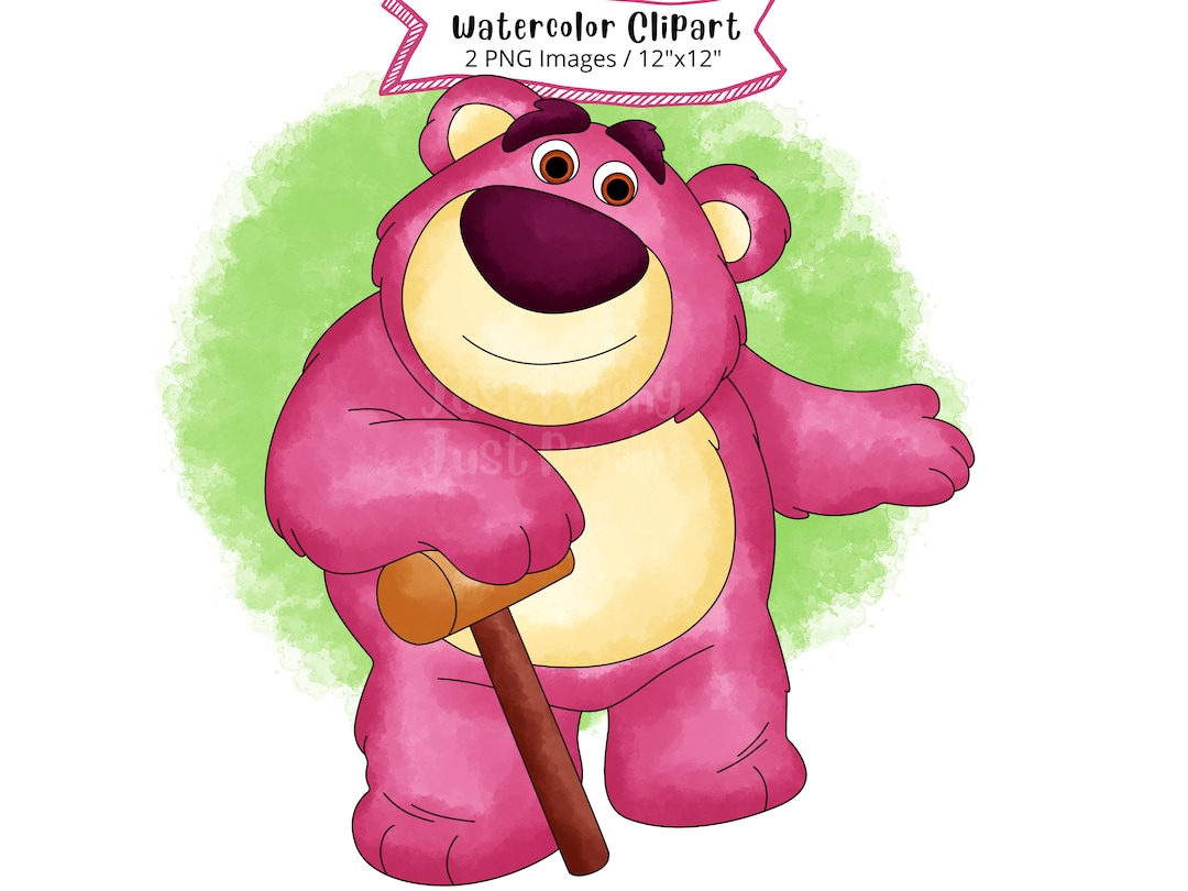 Lotso Watercolor Clipart: Cartoon Illustration (PNG, Transparent) - Etsy