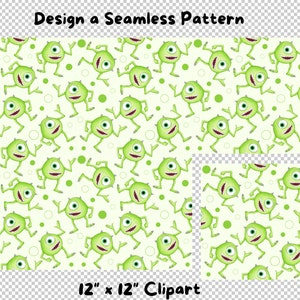 Monsters Inc Seamless Pattern: Sully, Mike, Boo (digital Download) - Etsy