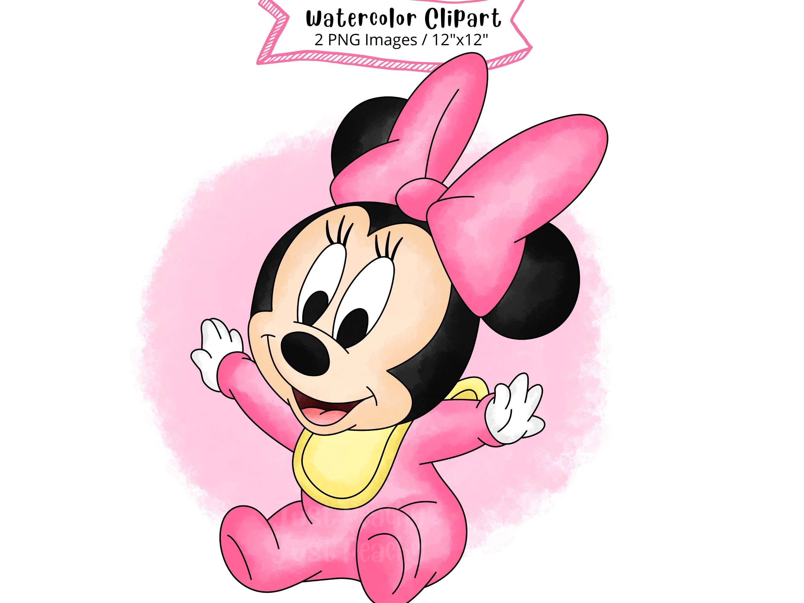 Baby Minnie Mouse Watercolor Clipart: Cartoon PNG (digital Download) - Etsy