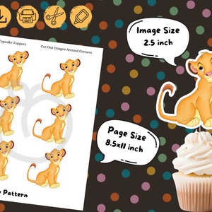 Lion King Watercolor Cupcake Topper, Instant Download, Birthday Party ...