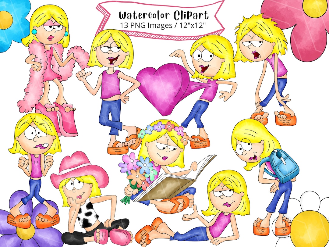 Lizzie Mcguire Watercolor Clipart | 2000s Cartoon PNG Bundle (digital ...