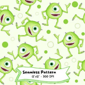 Monsters Inc Seamless Pattern: Sully, Mike, Boo (digital Download) - Etsy