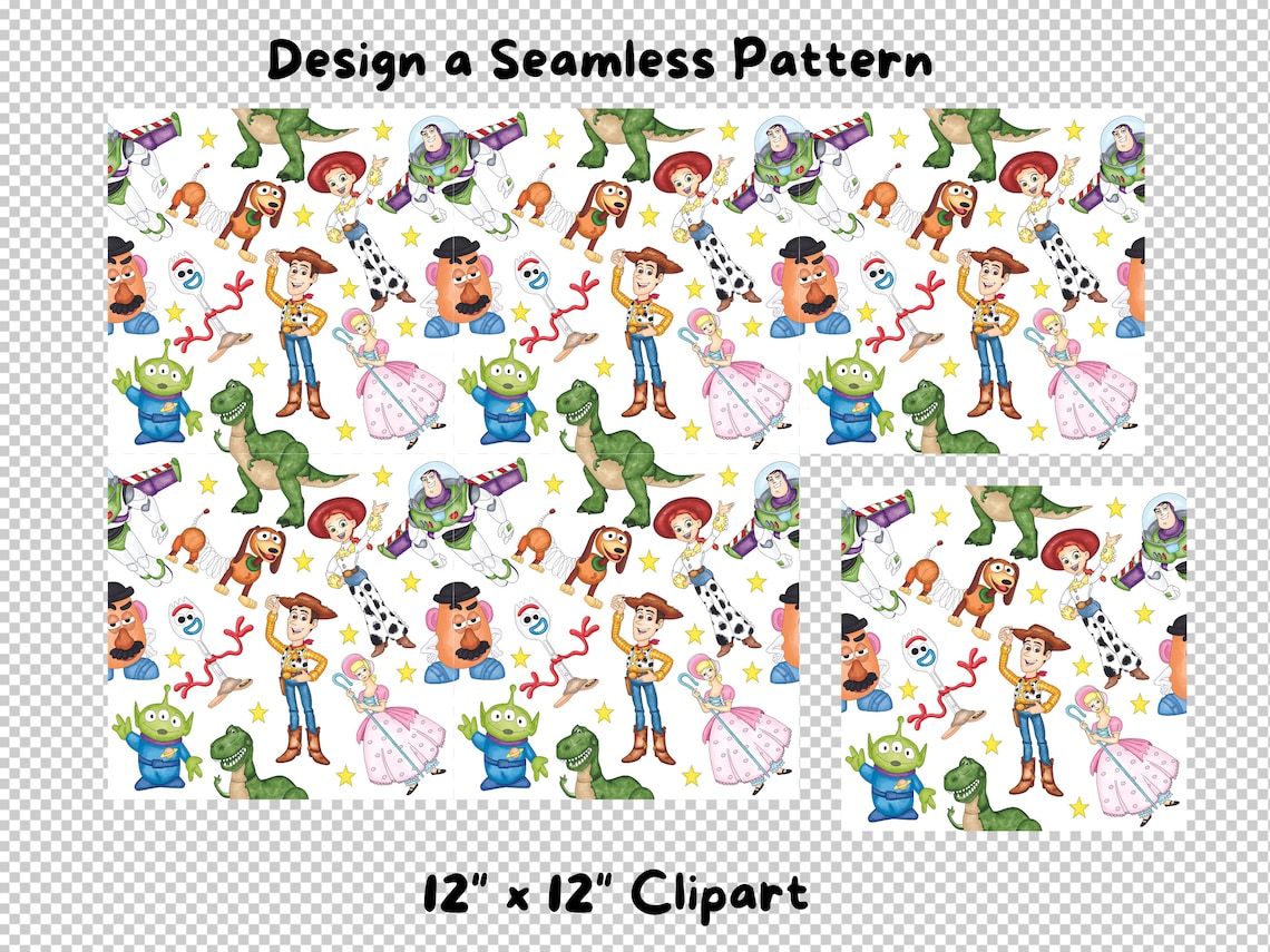 Toy Story Seamless Pattern, Digital Download, Cute Cartoon, Buzz ...