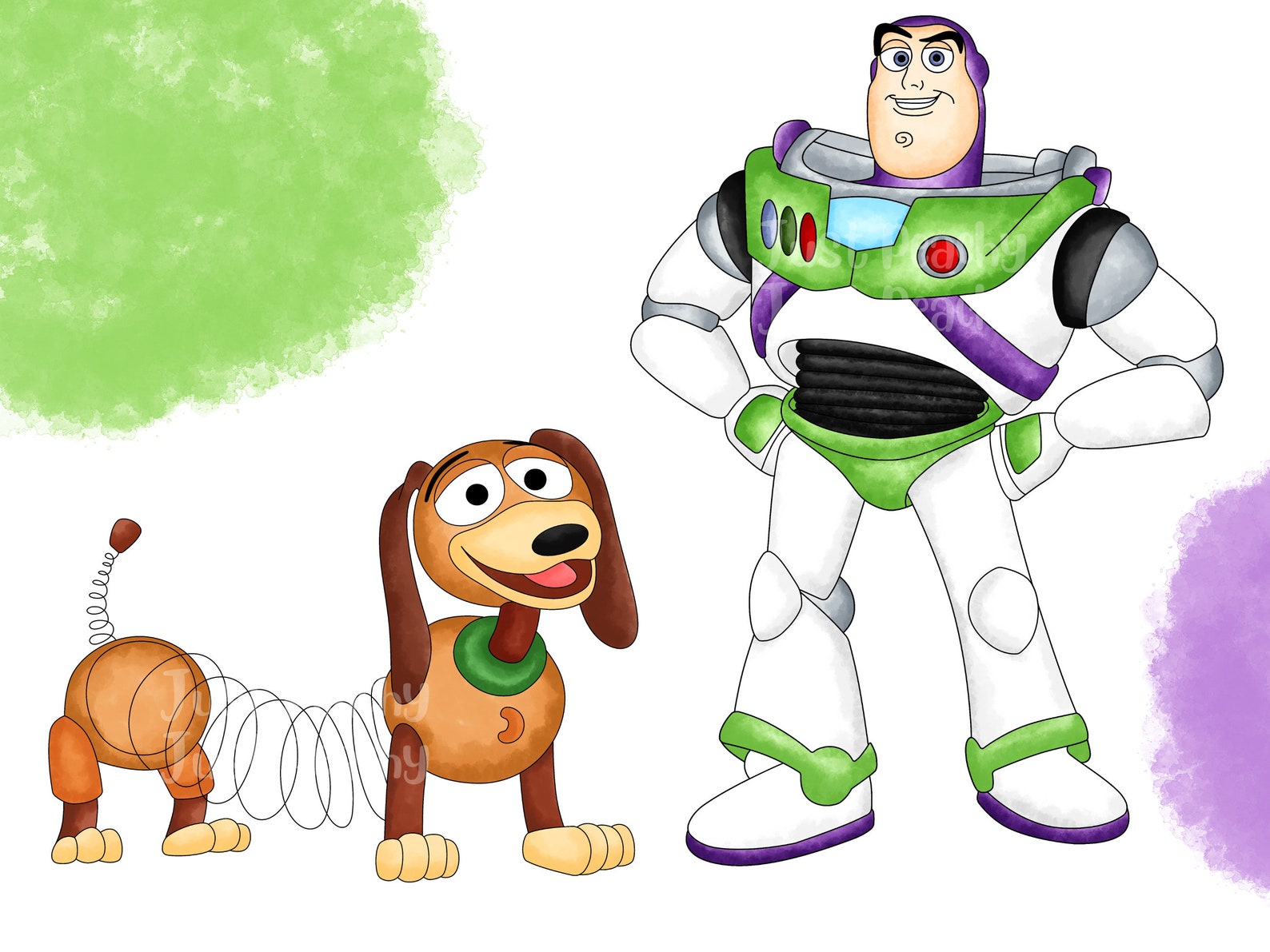 Toy Story Watercolor Clipart: Cartoon Characters PNG (digital Download ...