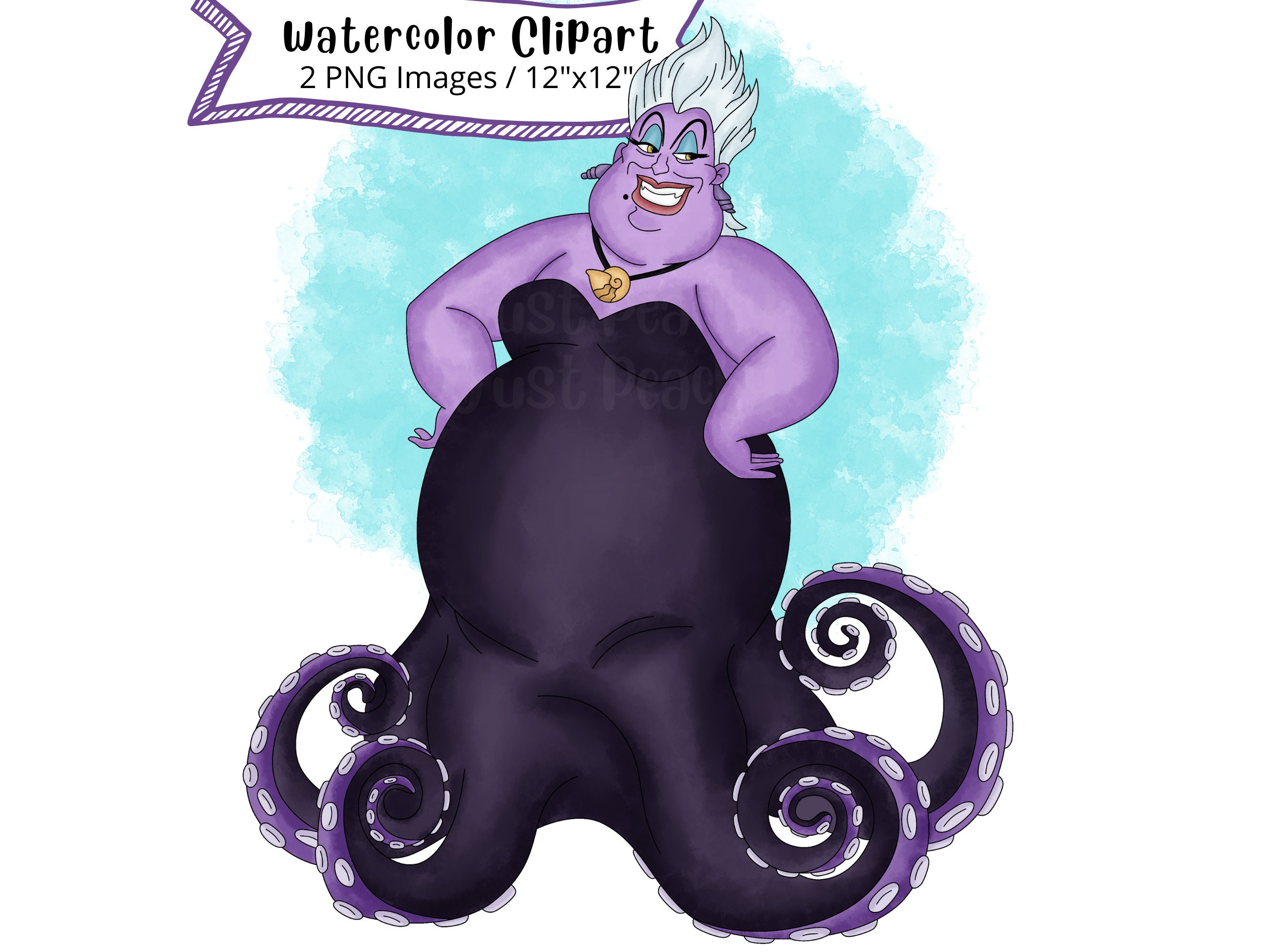 Ursula de La Sirenita dibujada a mano acuarela Clipart, dibujos ...